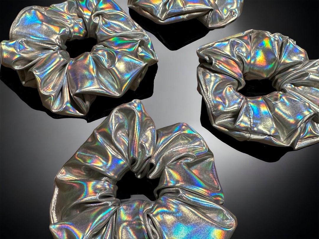Holographic Scrunchie, Iridescent Hair Tie, Metallic Headband, Shiny ...