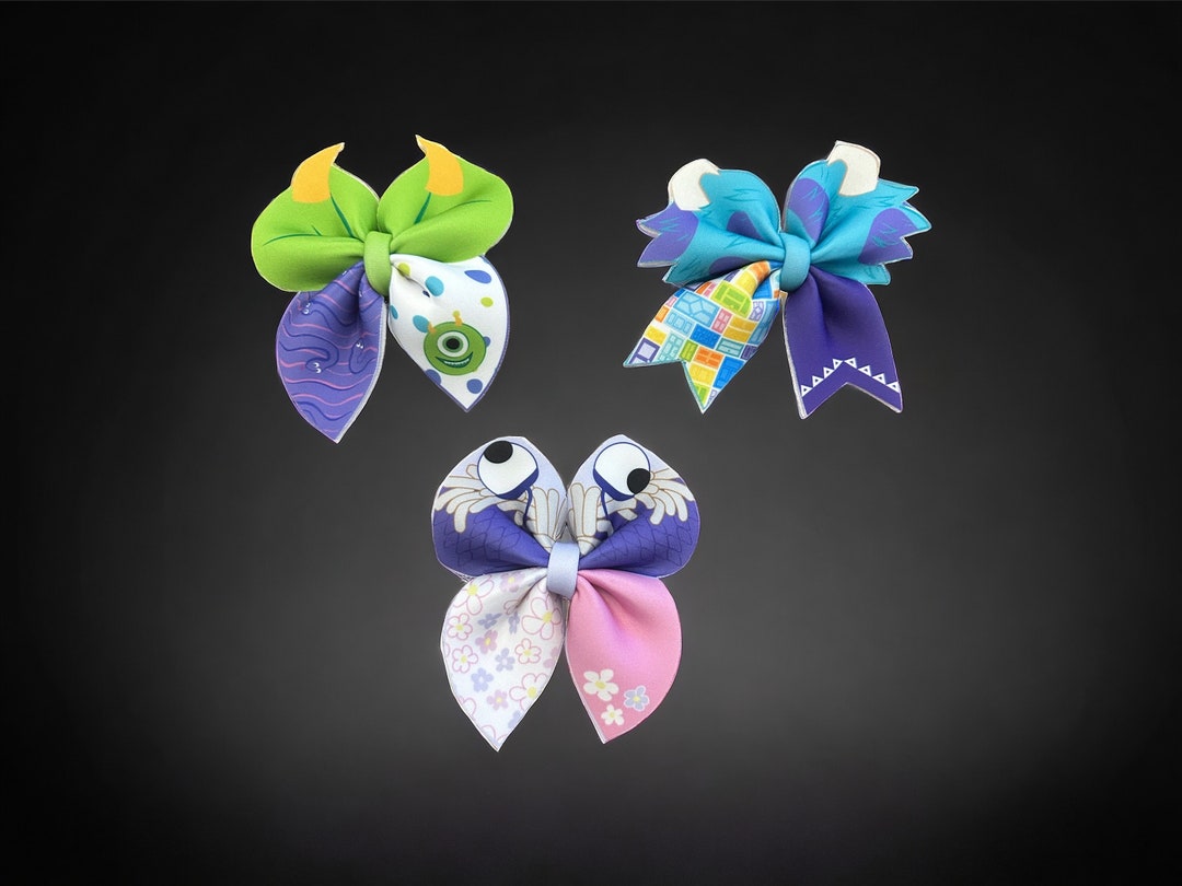 Sulley Mike Wazowski Hair Bow With Clip, Nylon Bow, Disney Inspired Bow ...