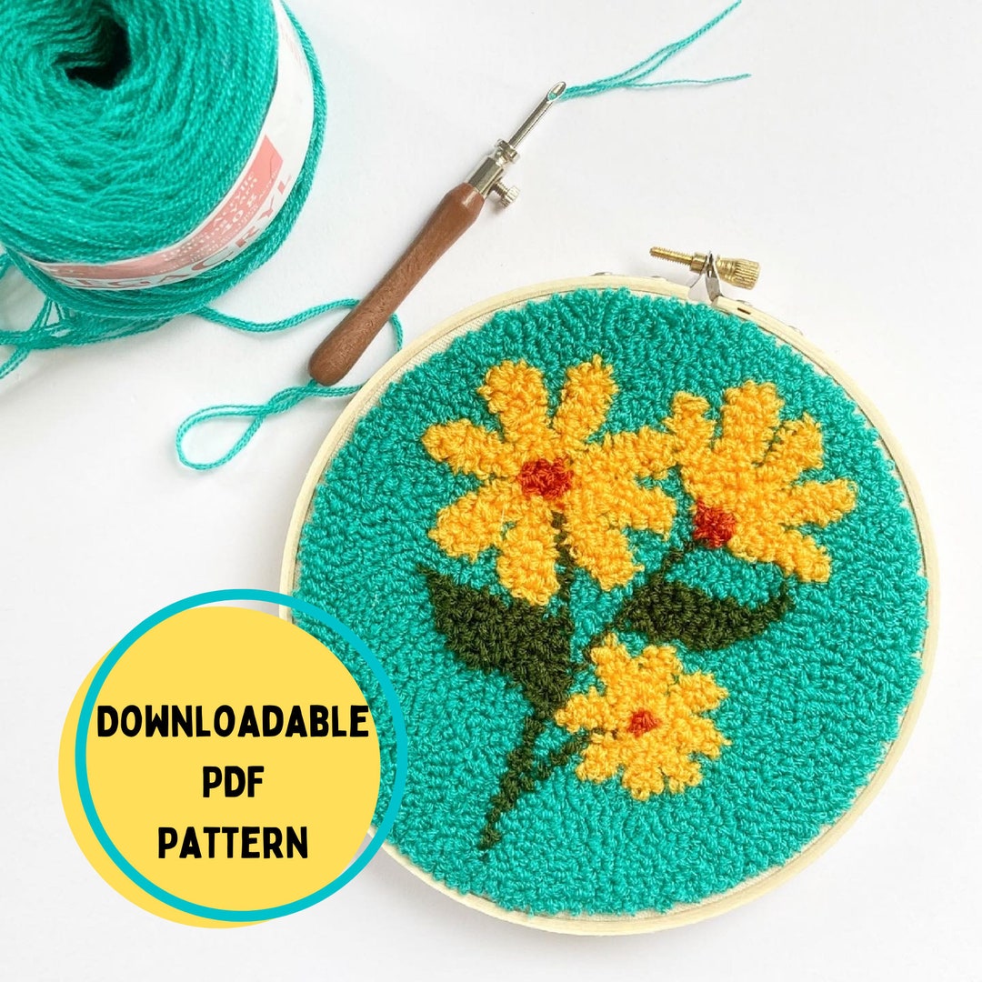 Punch Needle Flower Pattern, Punch Needle Rug Hooking Pattern, PDF ...