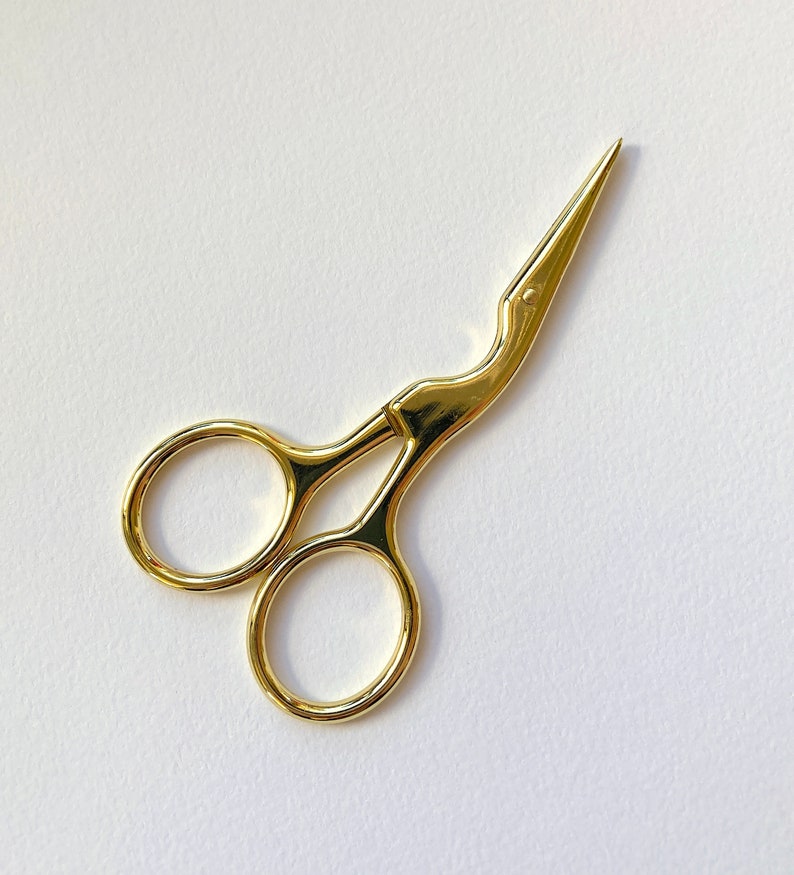 Modern Gold Stork Scissors for Embroidery, Cross Stitch, Rug Hooking ...