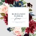 Watercolor flower frame clipart Burgundy floral/Individual | Etsy