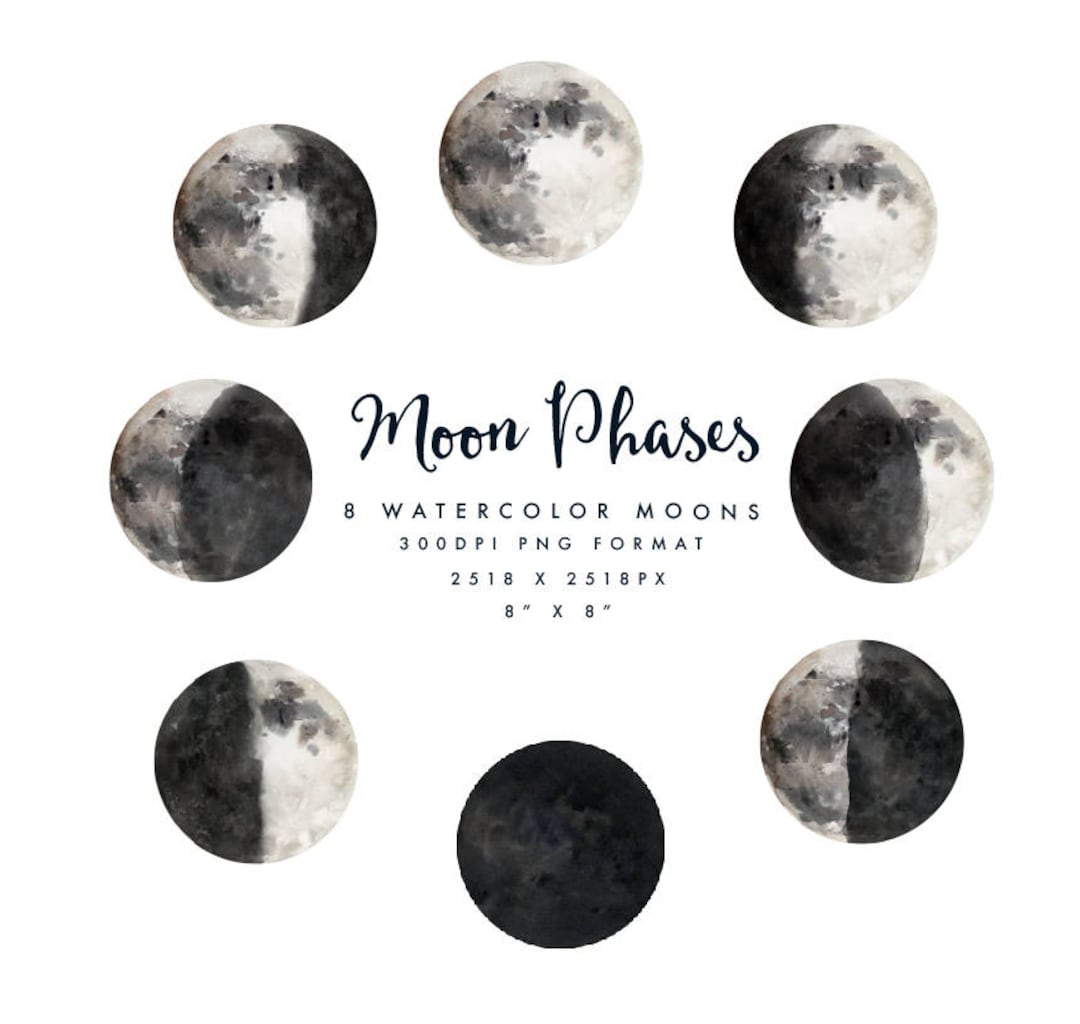 8 Moon Phases Clip Art