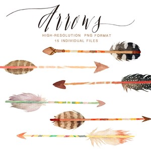 Watercolor Wild Arrows Clip Art /small Set/hand Drawn Clipart/tribal ...