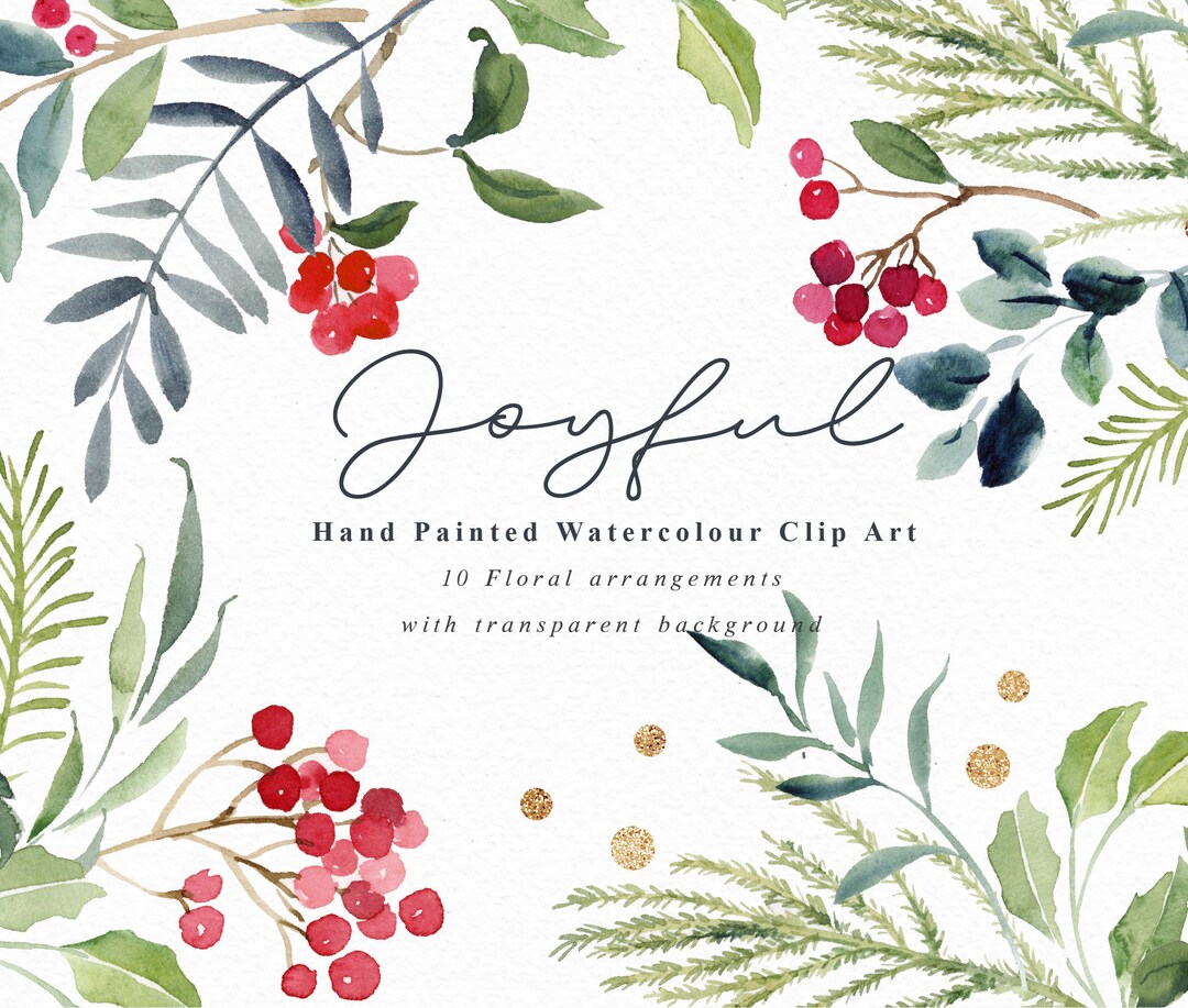 Watercolor Floral Clip Art-joyful/small Set/individual PNG Files/hand ...