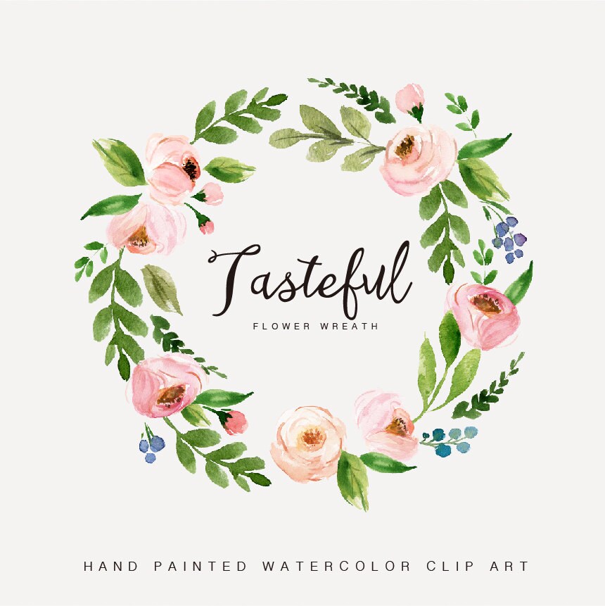 Watercolor flower wreath clipart-Tasteful/Small Set/Hand | Etsy