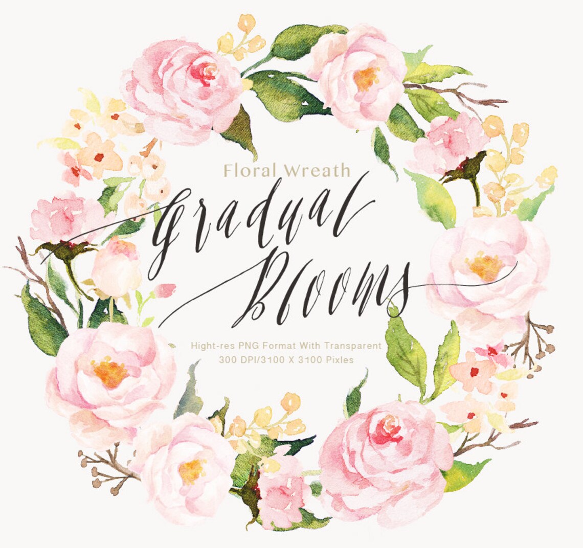 Watercolor Flower Clip Art-gradual Blooms/small Set/individual - Etsy