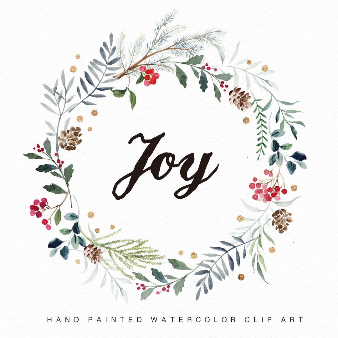 Watercolor Flower Wreath Clipart- Joy/small Set/individual PNG Files ...