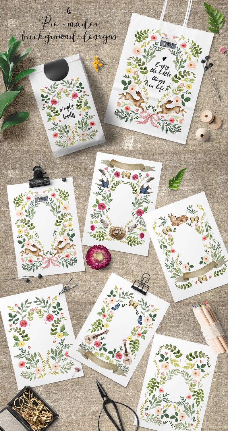 Vigorous Spring-Graphic design set/Large Set/Wedding/Clip art | Etsy