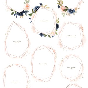 Rose Gold Geometry Frame Clipart- Geometry Frames/small Set/individual ...
