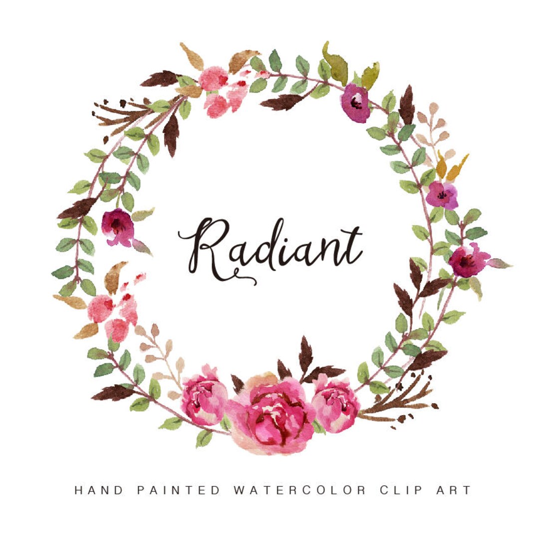 Watercolor Flower Wreath Clipart- Radiant/small Set/hand Painted ...