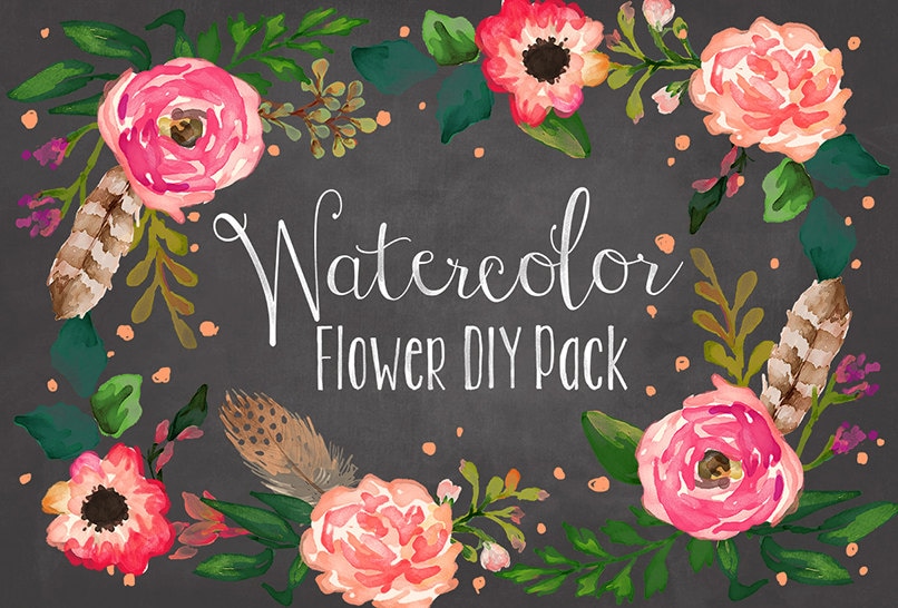 Watercolor Flower DIY Pack/small Set | Etsy