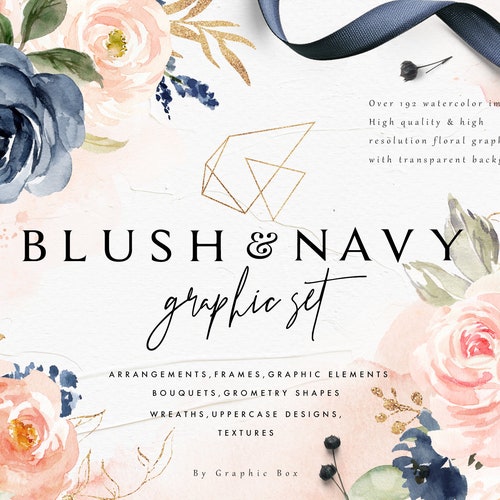 Blush & Navy Graphic Elements/small Set/individual PNG - Etsy