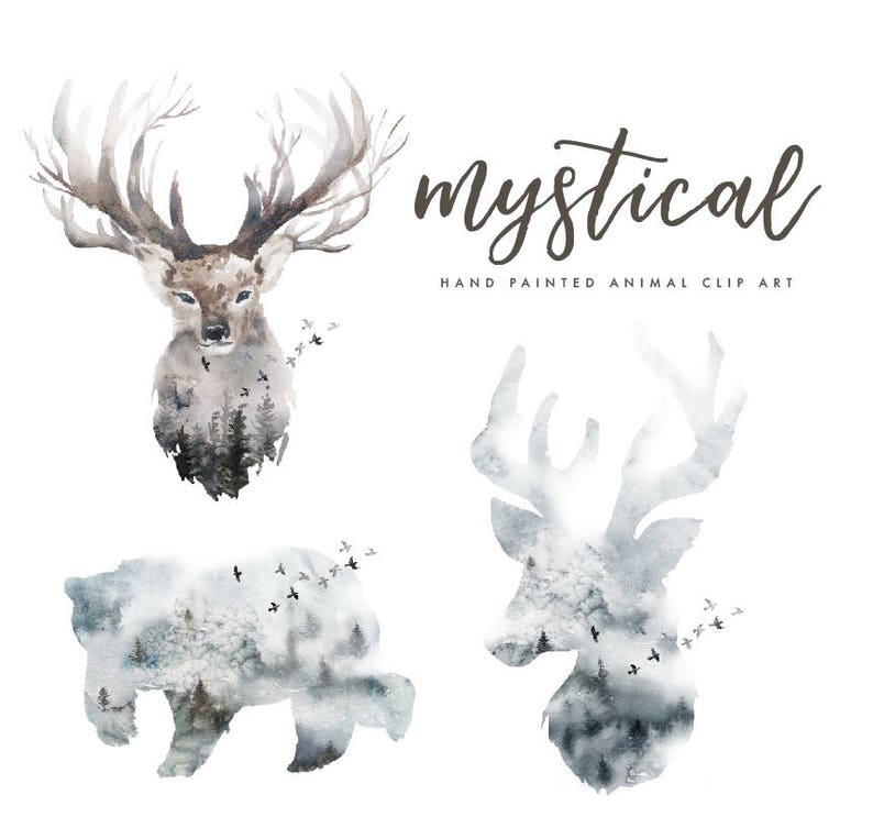 Watercolor Magical Animal Set-mystical/small Set/individual | Etsy