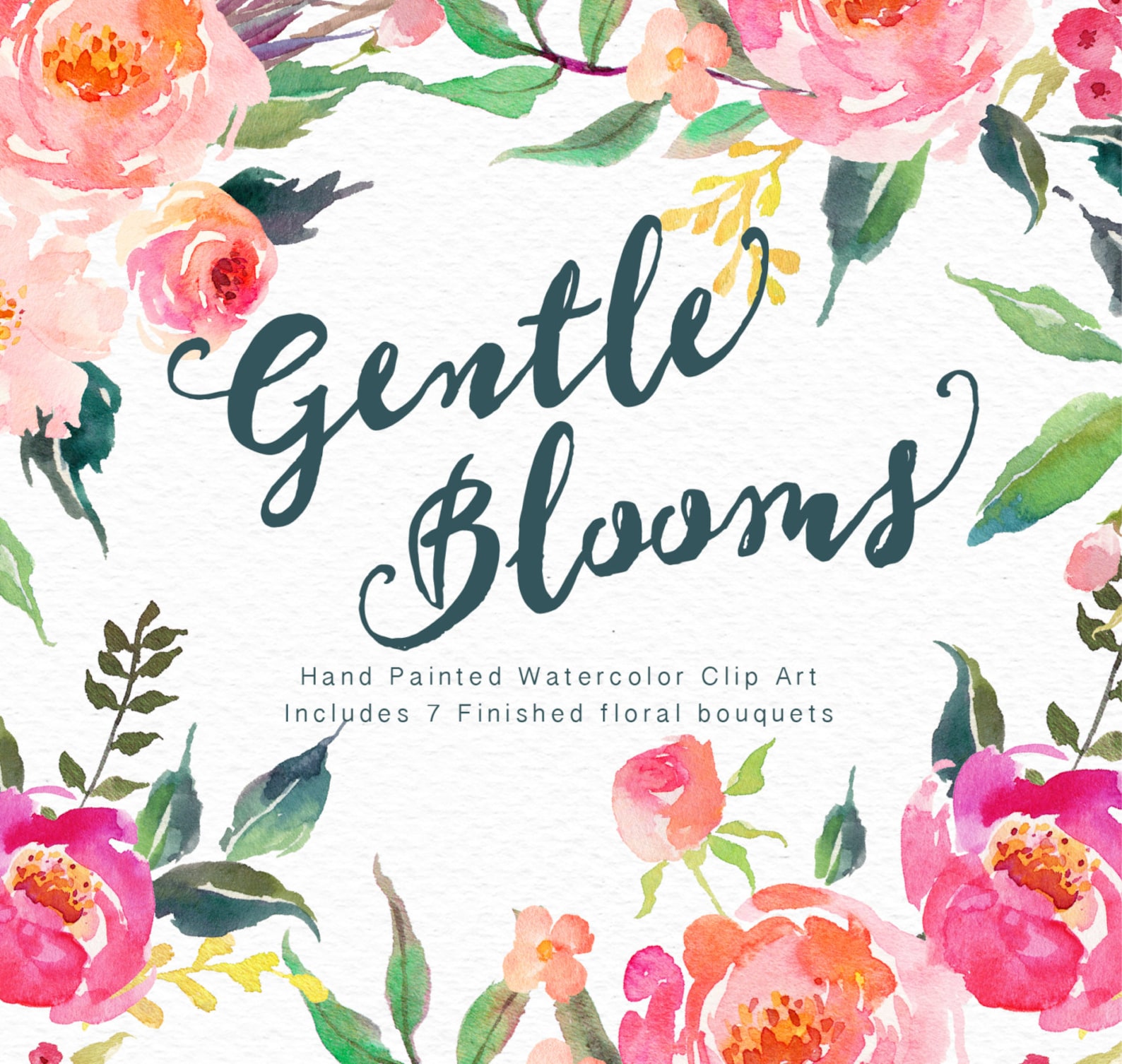 Watercolour Floral Clip Art-gentle Blooms/ Small Set/individual PNG ...