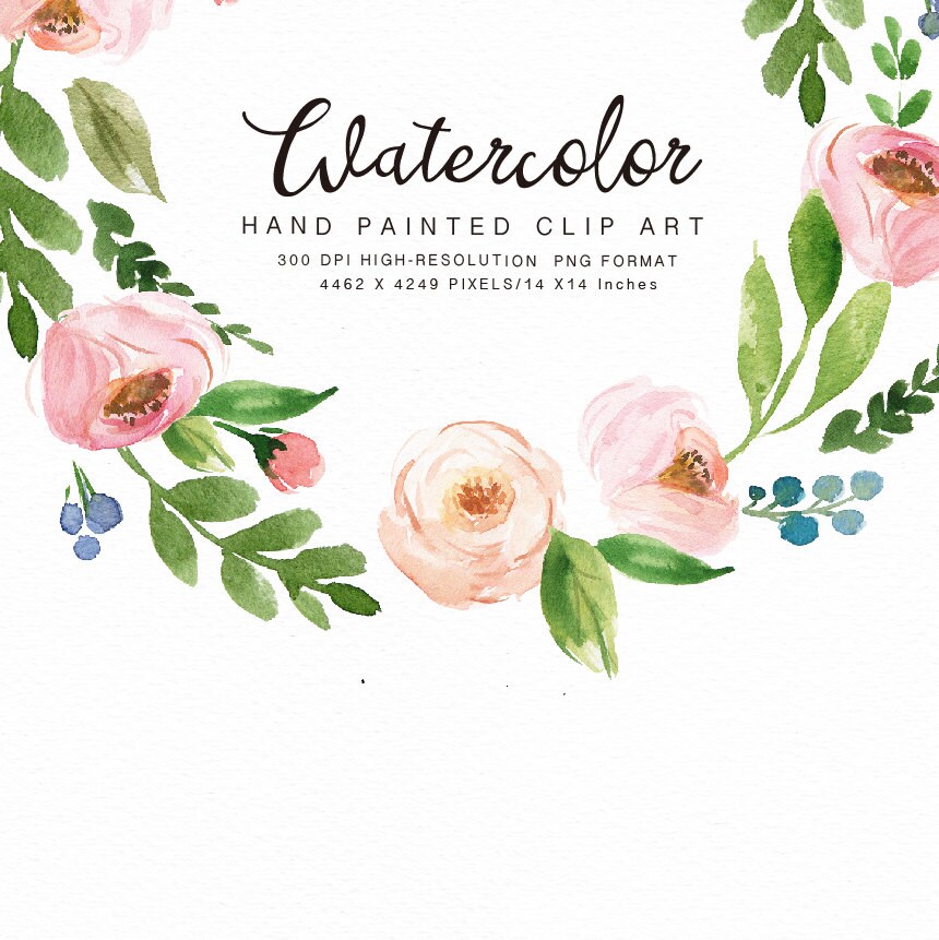 Watercolor Flower Wreath Clipart-tasteful/small Set/hand Painted ...