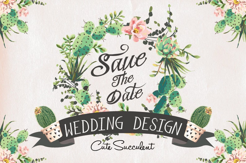 Wedding Graphic Set With Succulents/small Set | Etsy
