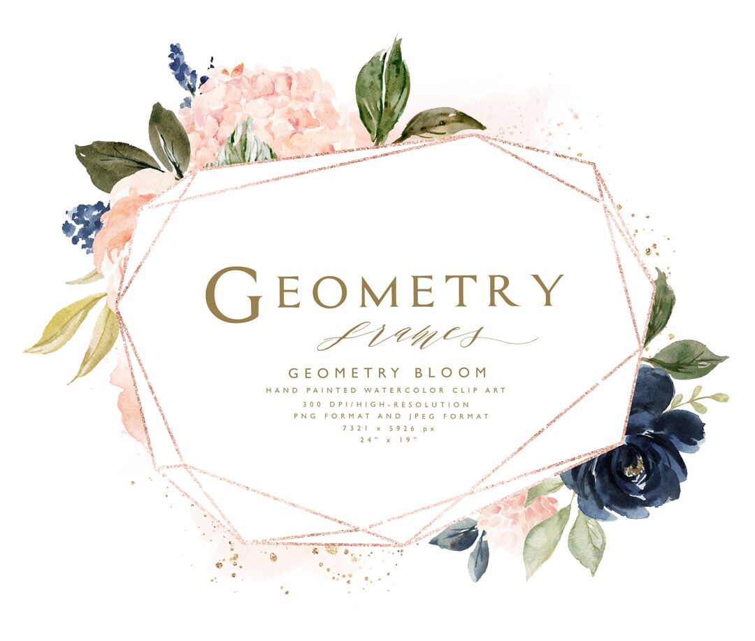 Rose Gold Geometry Frame Clipart- Geometry Bloom/small Set/individual ...