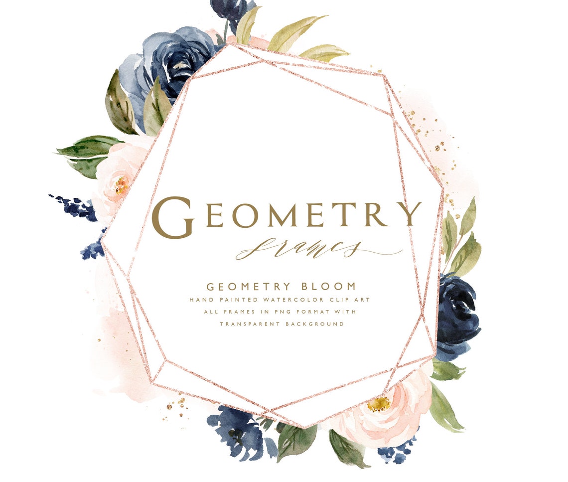 Rose Gold Geometry Frame Clipart Geometry Frames/small - Etsy