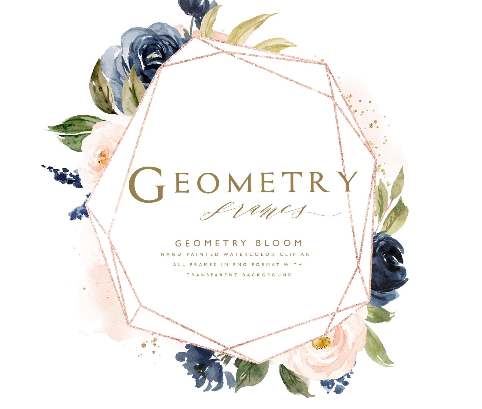 Rose Gold Geometry Frame Clipart Geometry Frames/small - Etsy