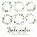 6 Watercolor Green Leaf Wreath Clip Art/small Set/individual PNG Files ...
