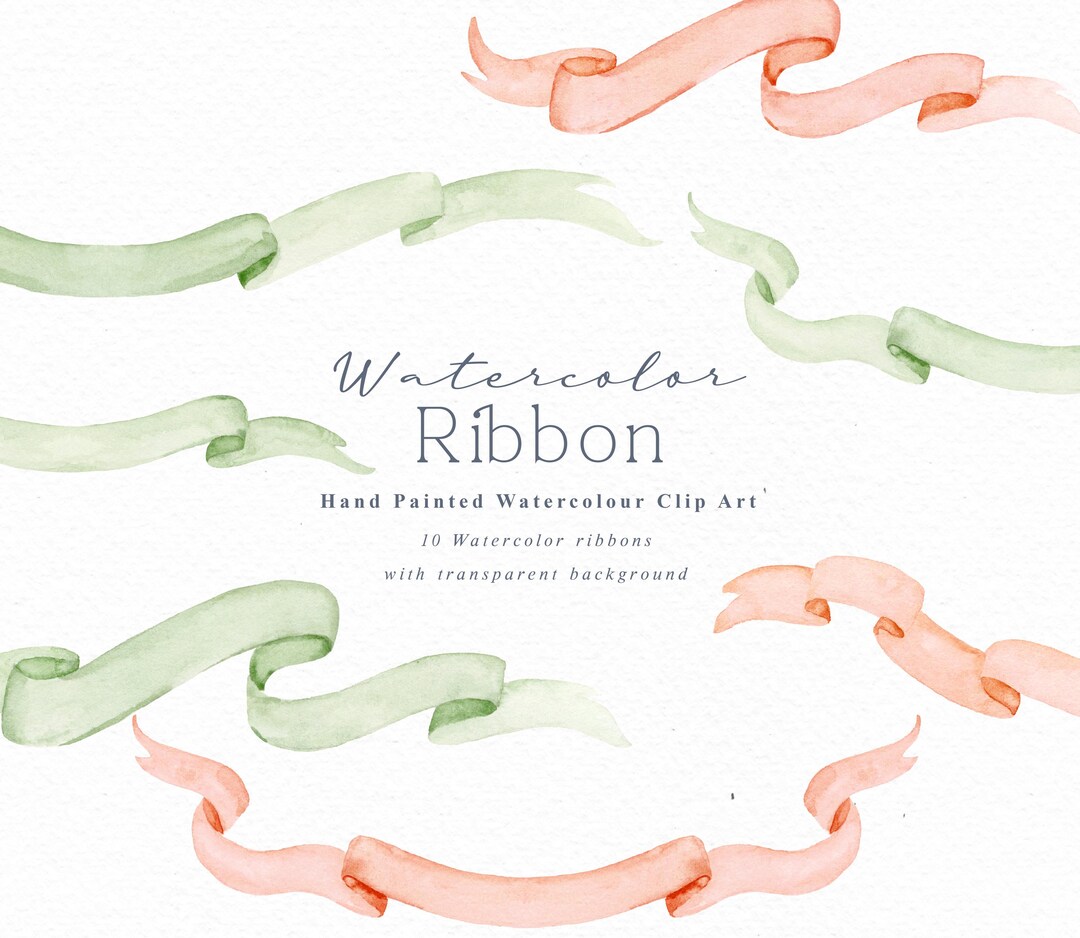 Watercolor Ribbons/small Set/individual PNG Files/hand Painted/holiday ...