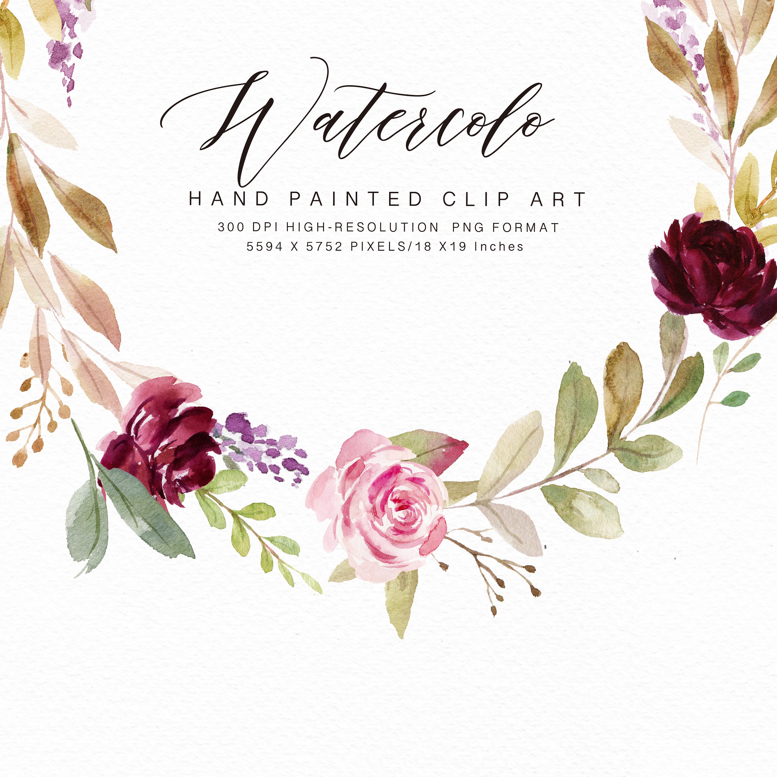 Watercolor Flower Wreath Clipart- Precious/small Set/individual PNG ...