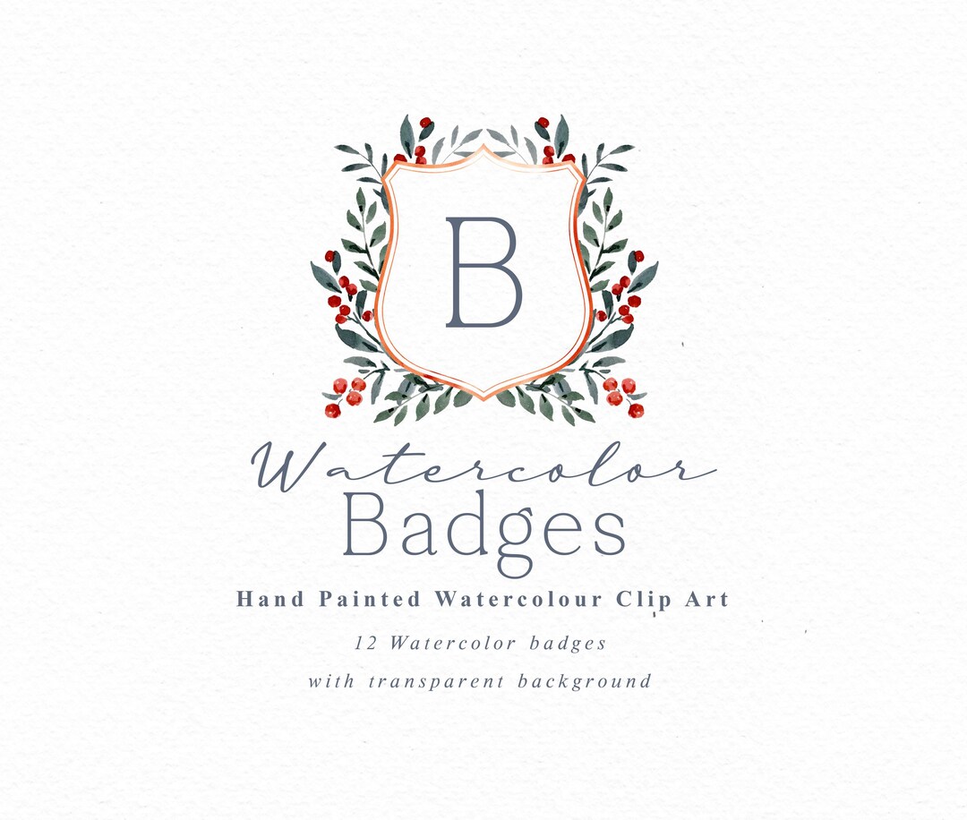 Watercolor Graphic Badges/small Set/individual PNG Files/hand Painted ...