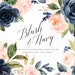 Watercolor Floral Clip Art-blush & Navy/small Set/individual | Etsy