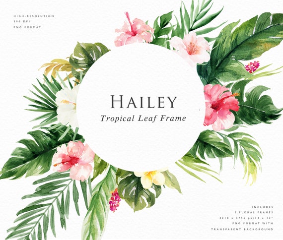 Watercolor leaf frames-Hailey/Small Set/Wedding/ndividual PNG | Etsy