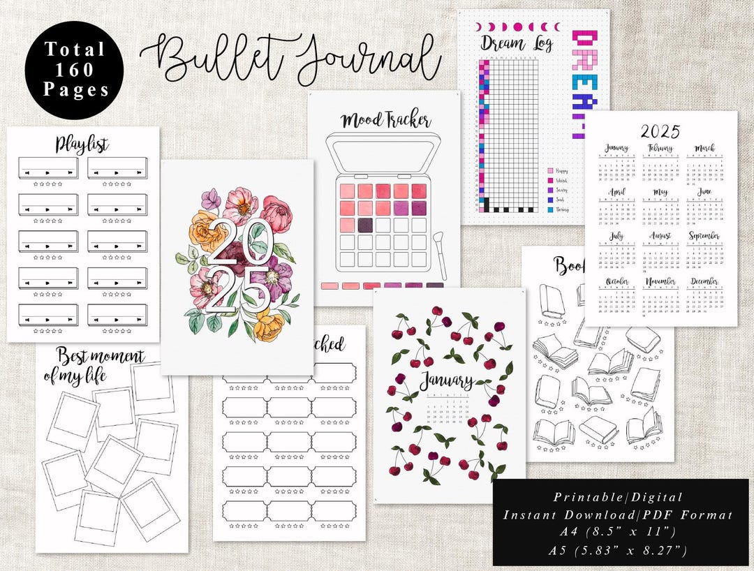 2025 Bullet Journal Bundle/ Printable /journal Pages/ Planners/bujo ...