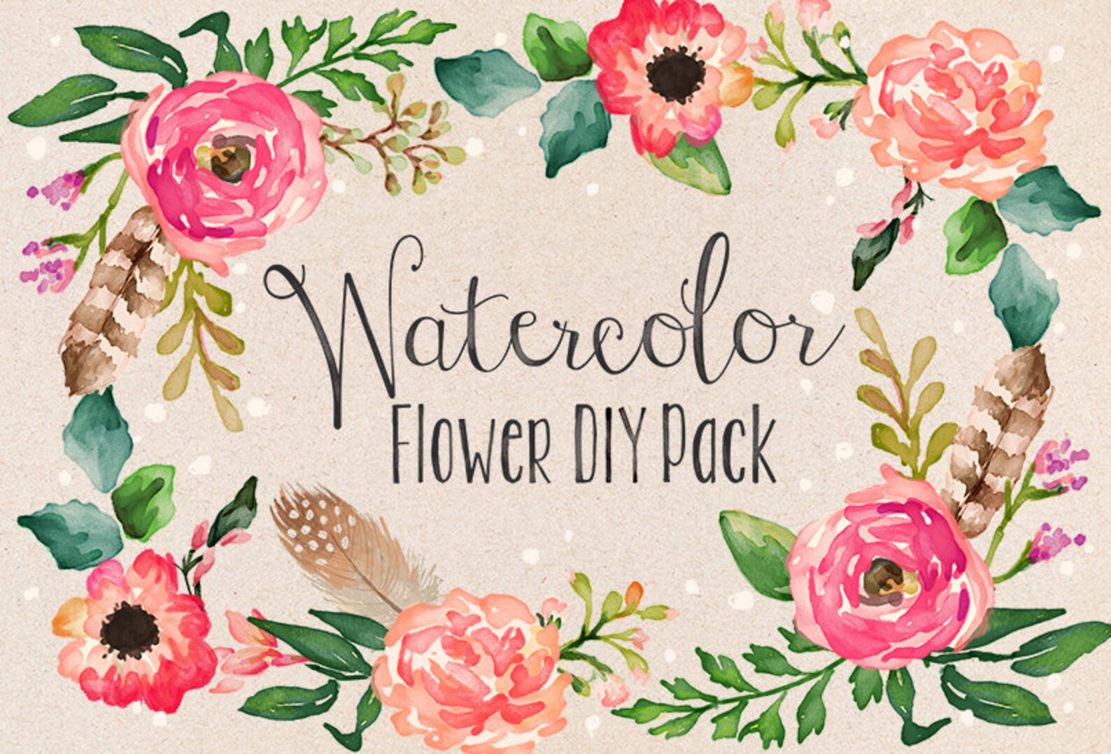 Watercolor Flower DIY Pack/small Set | Etsy