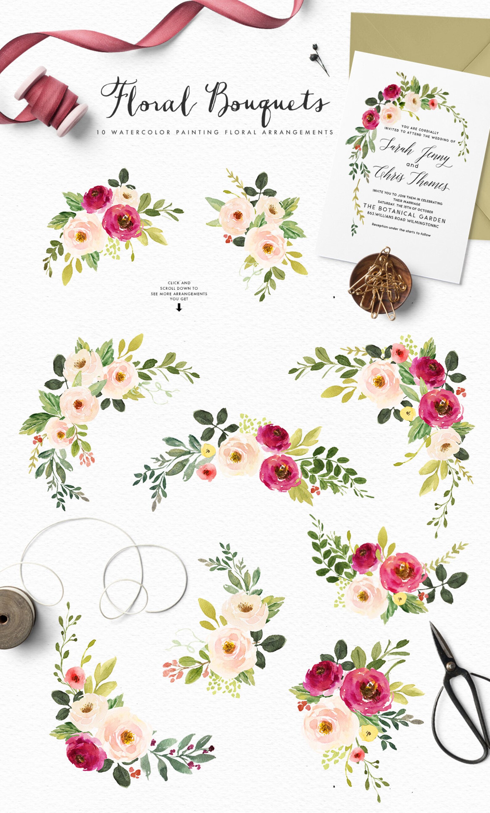 Vigorous Spring-Graphic design set/Large Set/Wedding/Clip art | Etsy