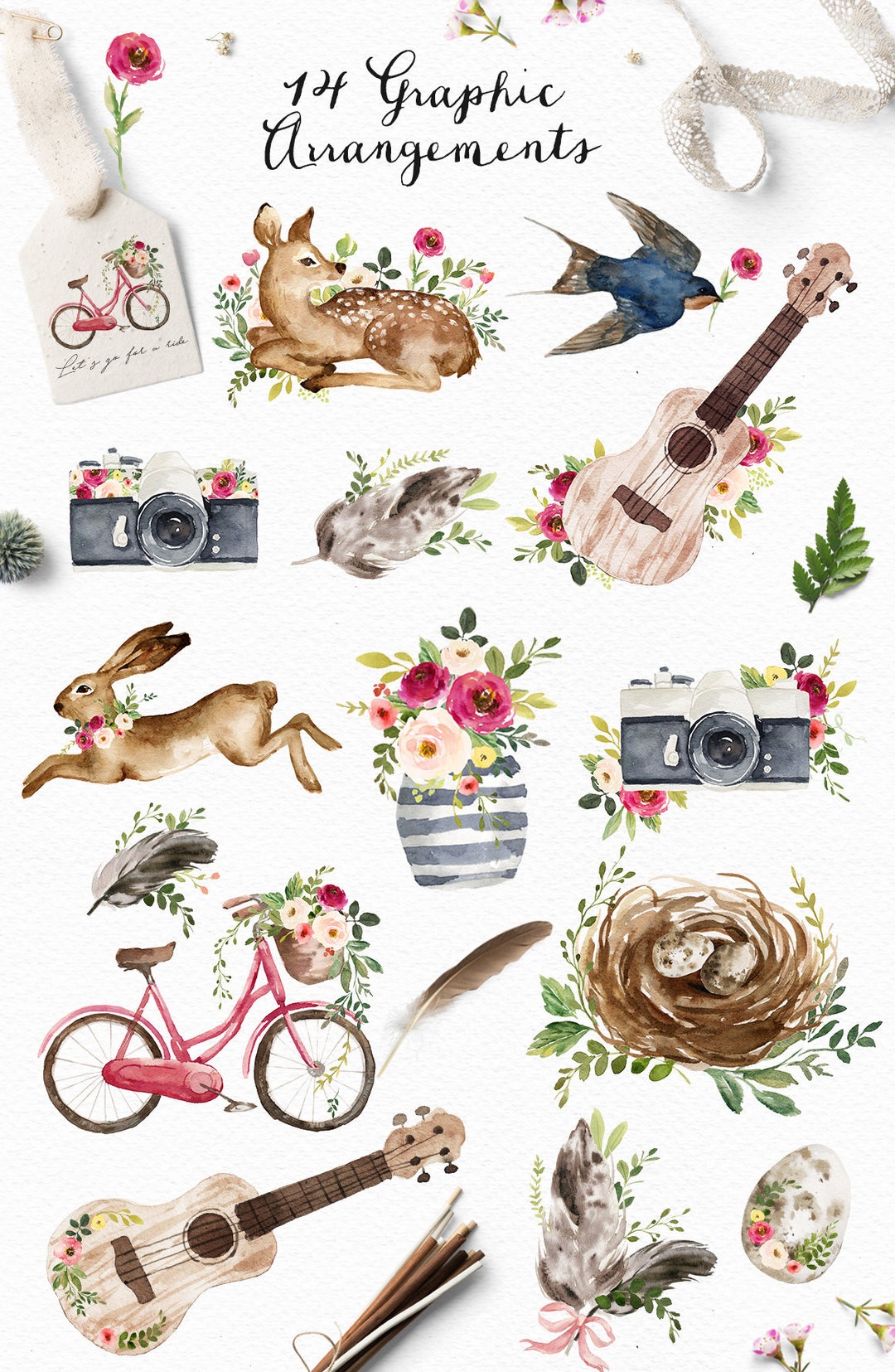 Vigorous Spring-graphic Design Set/large Set/wedding/clip Art ...