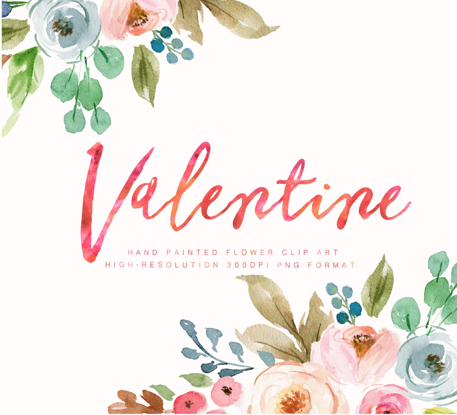 Watercolor Flower Clipart-valentine/small Set/individual PNG | Etsy
