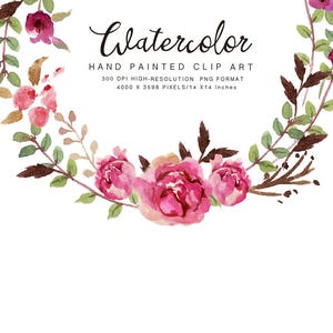 Watercolor Flower Wreath Clipart- Radiant/small Set/hand Painted ...