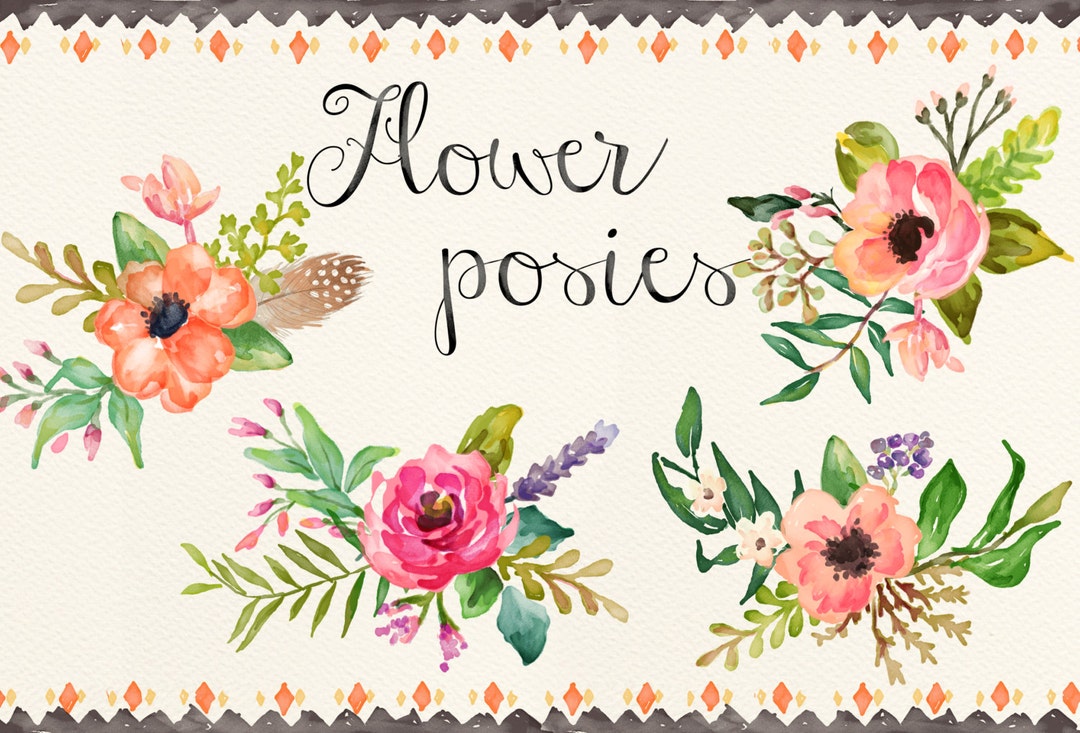 4 Flower Posies/small Set/individual PNG Files/hand Painted/wedding ...