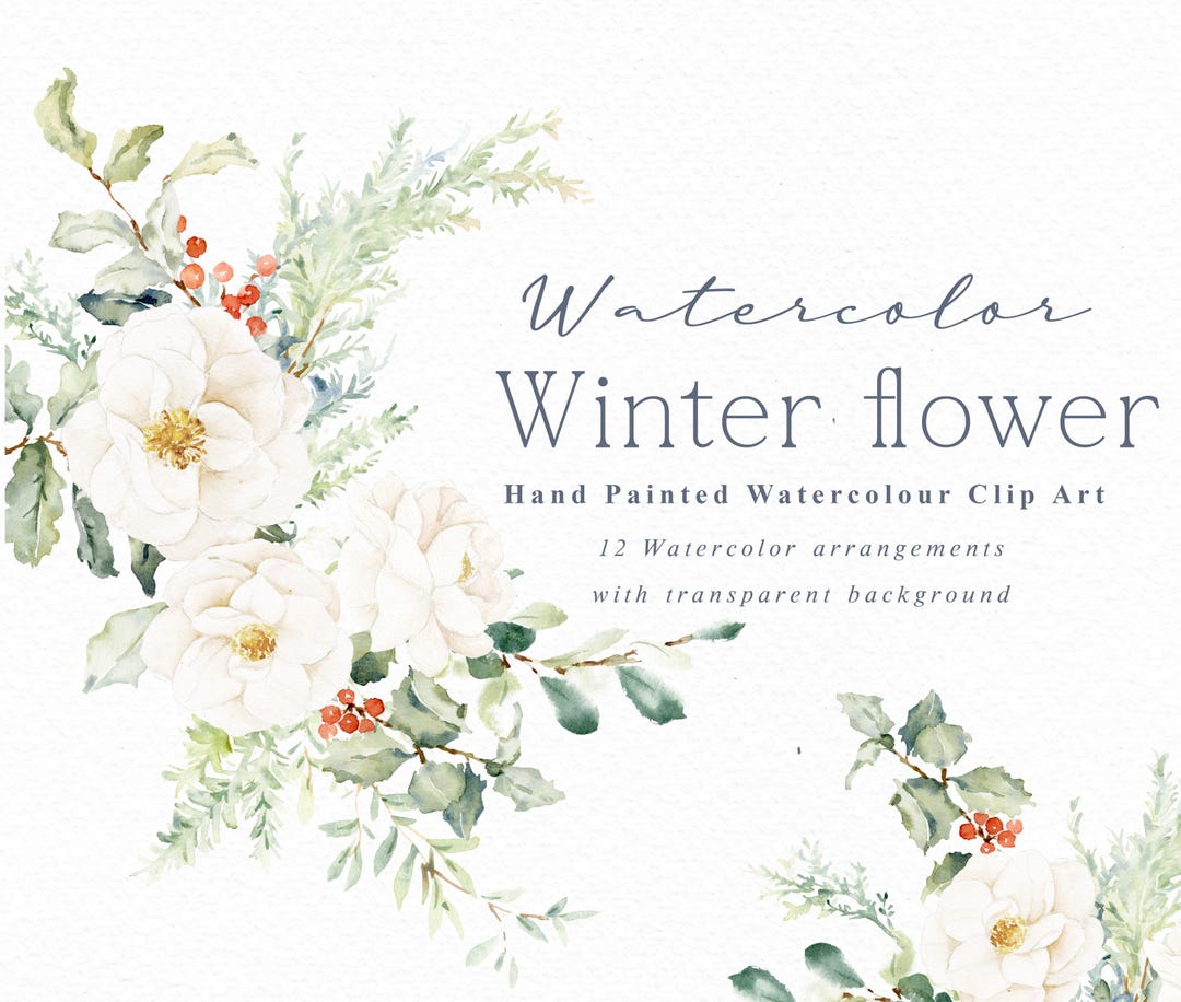 Watercolor Flower Clip Art-winter Flower/small Set/individual PNG Files ...