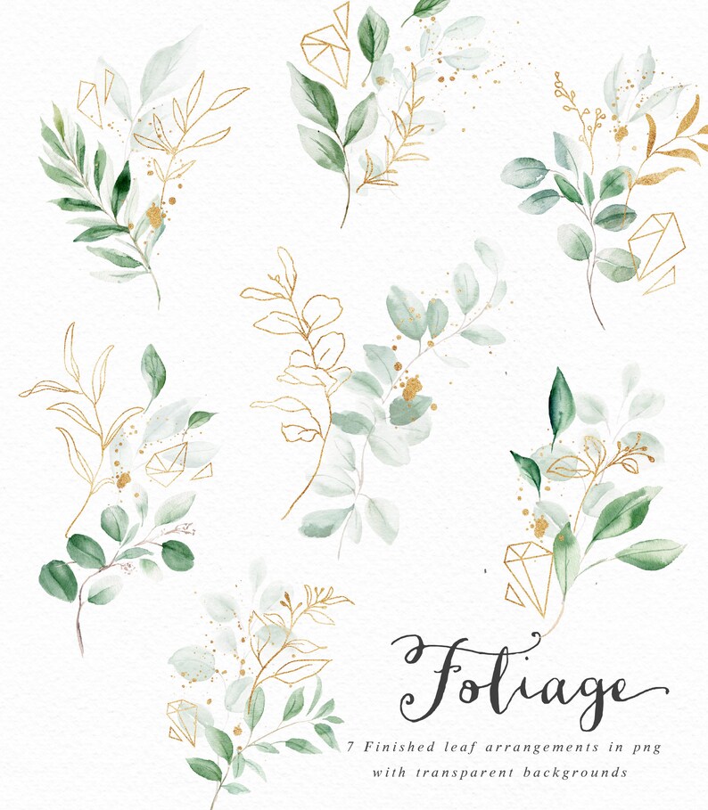 Watercolor Leaf Clip Art-foliage/small Set/leaves/wedding - Etsy