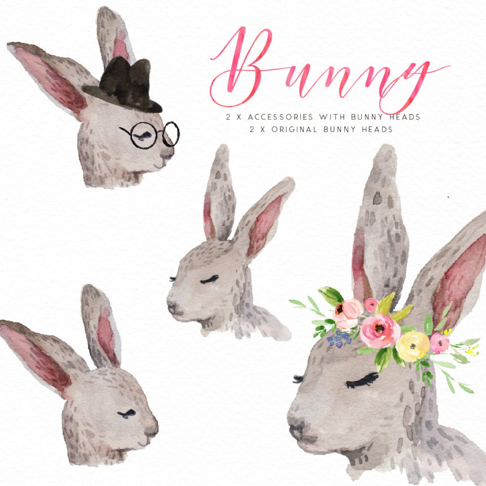 Watercolor Bunny Clipart Collection/small Set/personae Animal ...