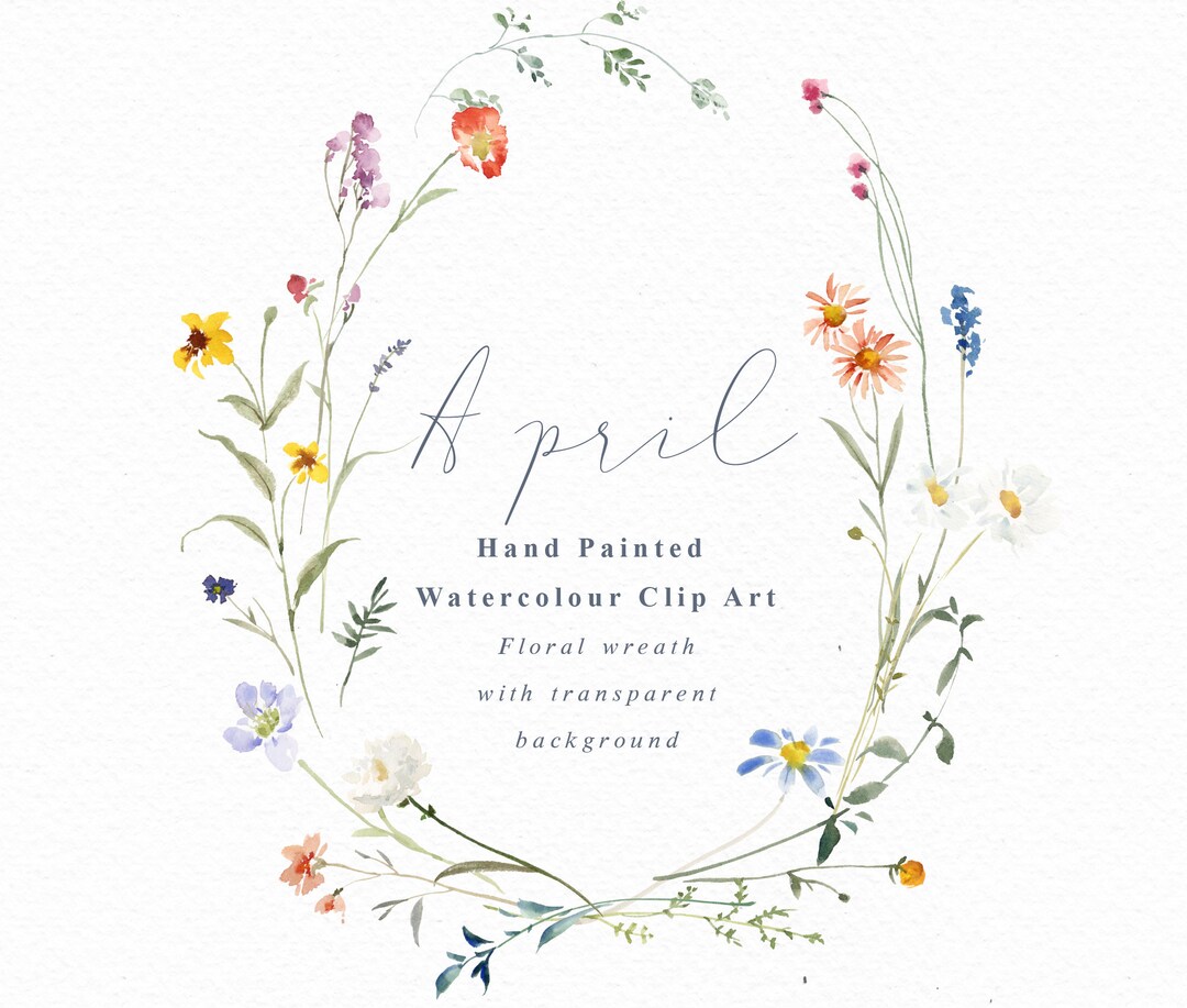 April-watercolor Floral Clipart/small Set/individual PNG Files/hand ...
