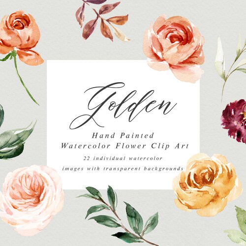 Watercolor Floral Clip Art-navy & Blush/small - Etsy