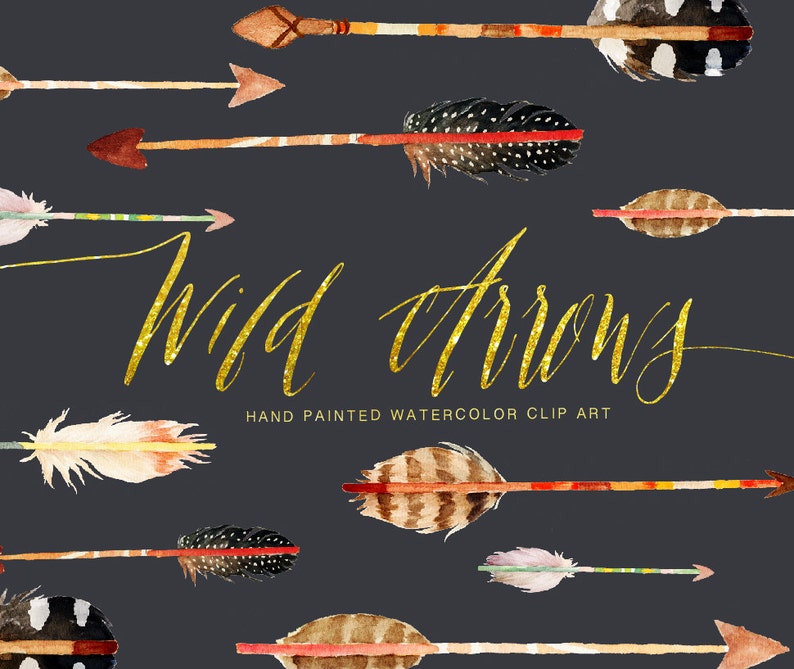 Watercolor Wild Arrows Clip Art /small Set/hand Drawn - Etsy