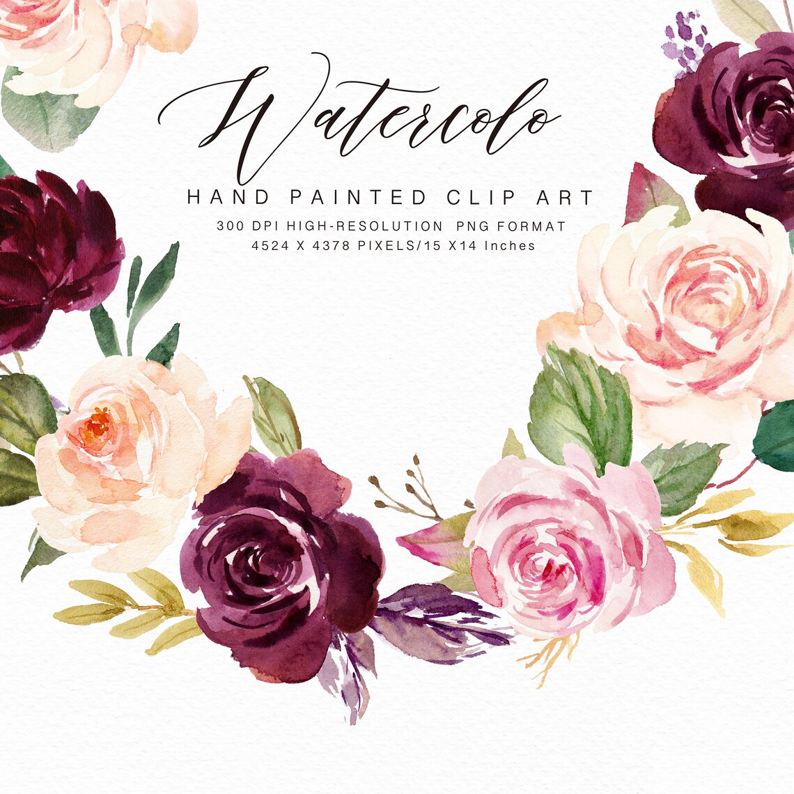 Watercolor Flower Wreath Clipart Sublime/small Set/individual | Etsy