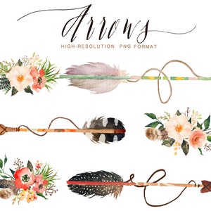 Watercolor Wild Arrows Clip Art /small Set/hand Drawn Clipart/tribal ...