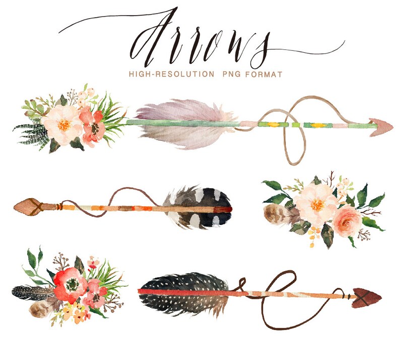 Watercolor Wild Arrows Clip Art /small Set/hand Drawn - Etsy
