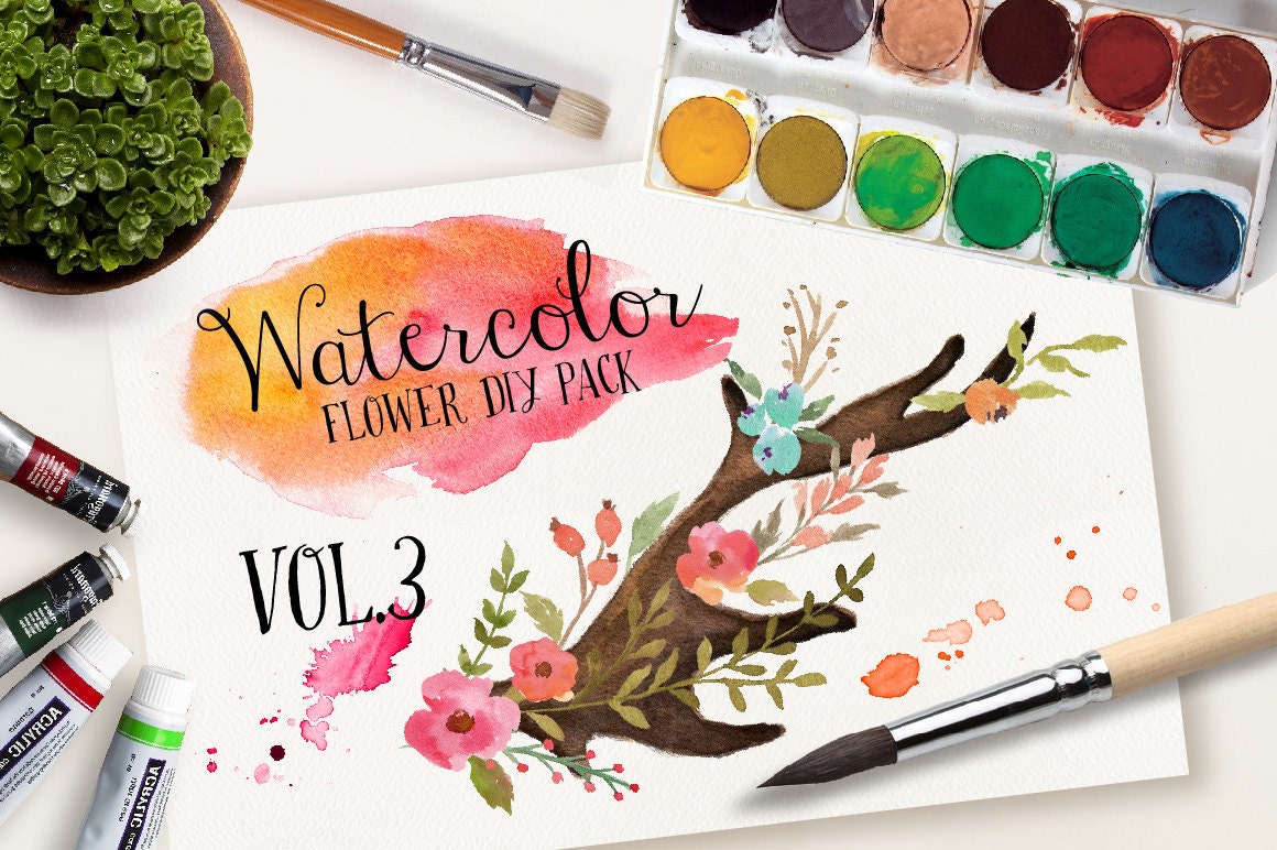 Watercolor Flowers DIY Pack Vol.3/large Set | Etsy