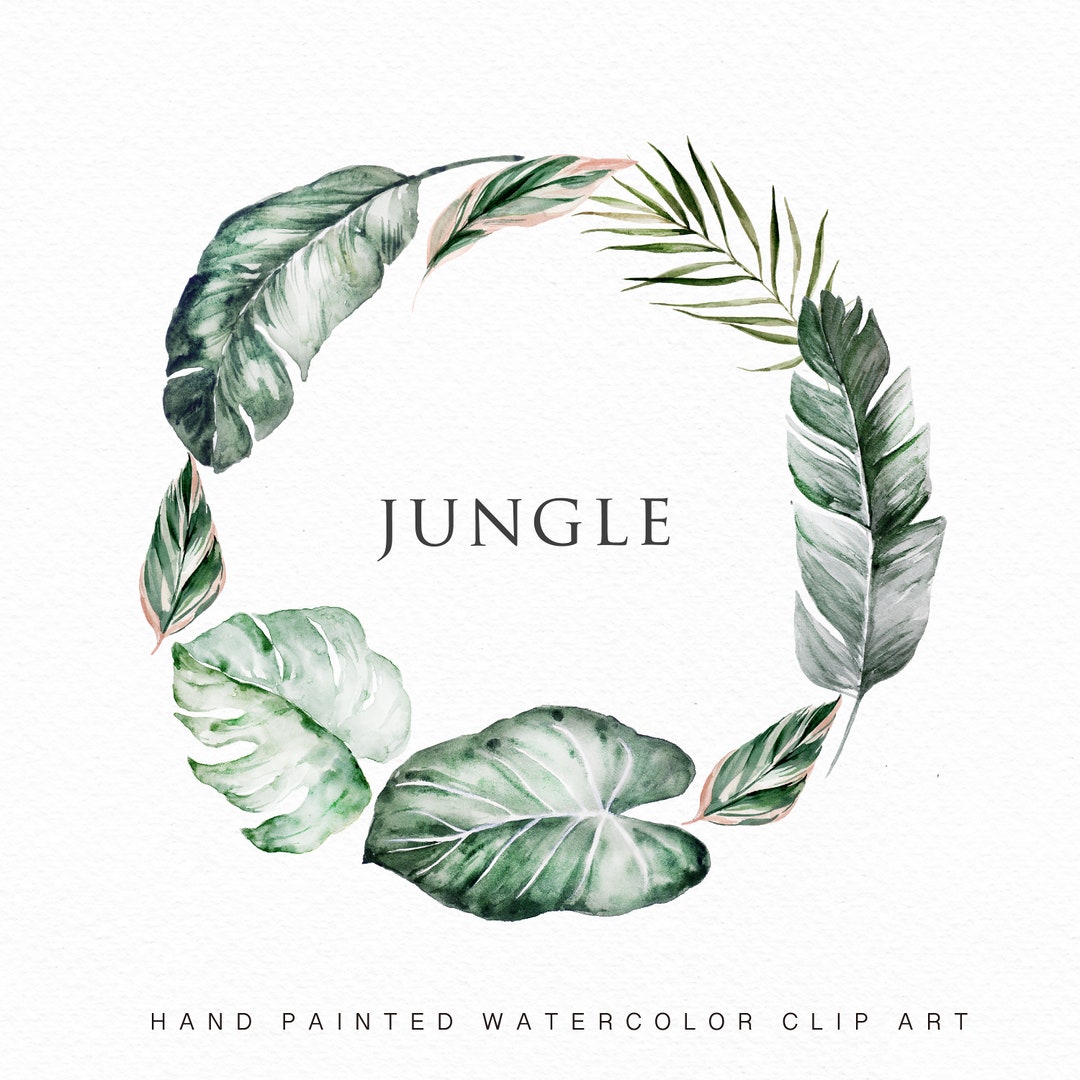 Watercolor Leaf Wreath Clipart-jungle/small Set/hand Painted/wedding ...