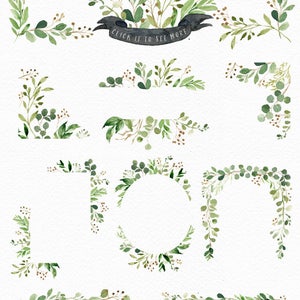 Watercolor Green Leaf Clip Art/greenery/small Set/eucalyptus/wild Leaf ...