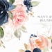 Watercolor Floral Clip Art-navy & Blush/small - Etsy