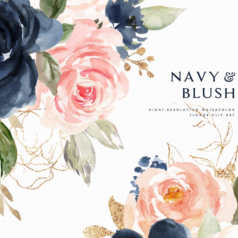 Navy Blue and Peach - Etsy